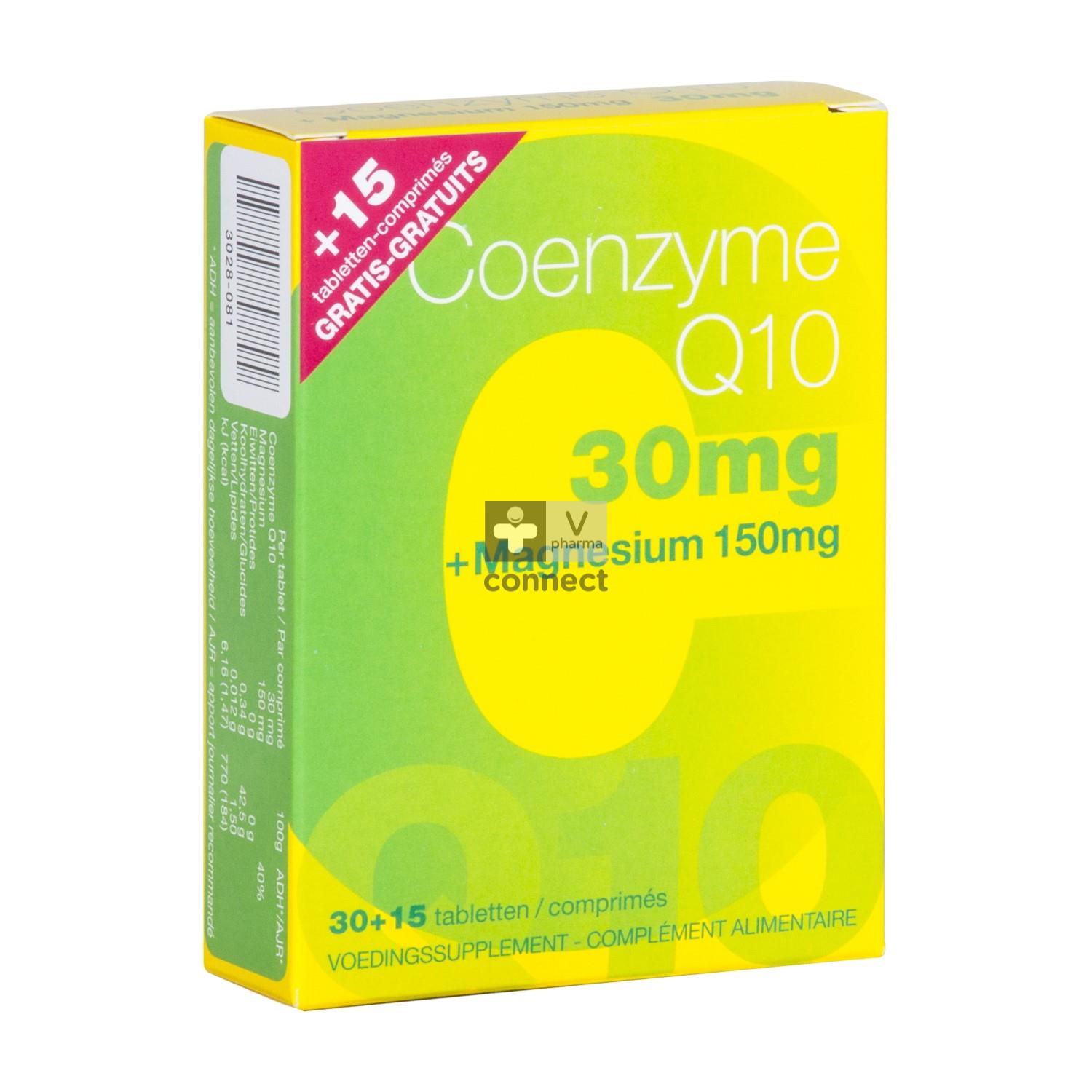 Coenzyme Q10 (30 mg) + Magnésium (150 mg) 30 Comprimés +15 Gratuit