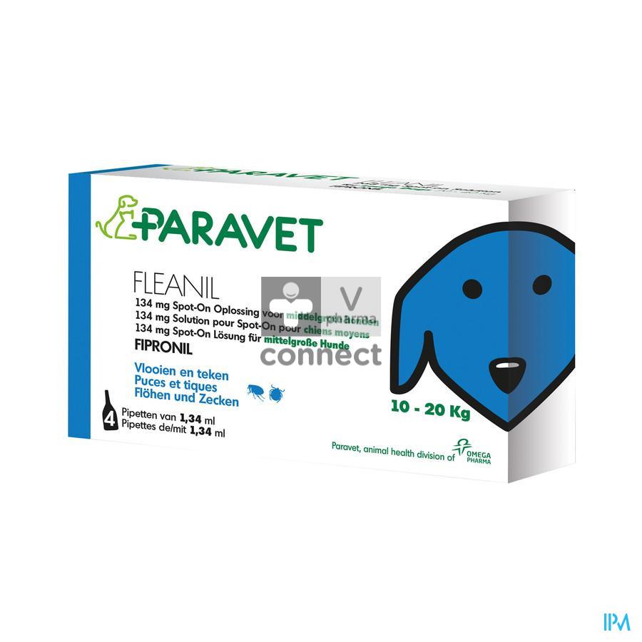 Paravet Fleanil Chien 10-20 kg 4 Pipettes