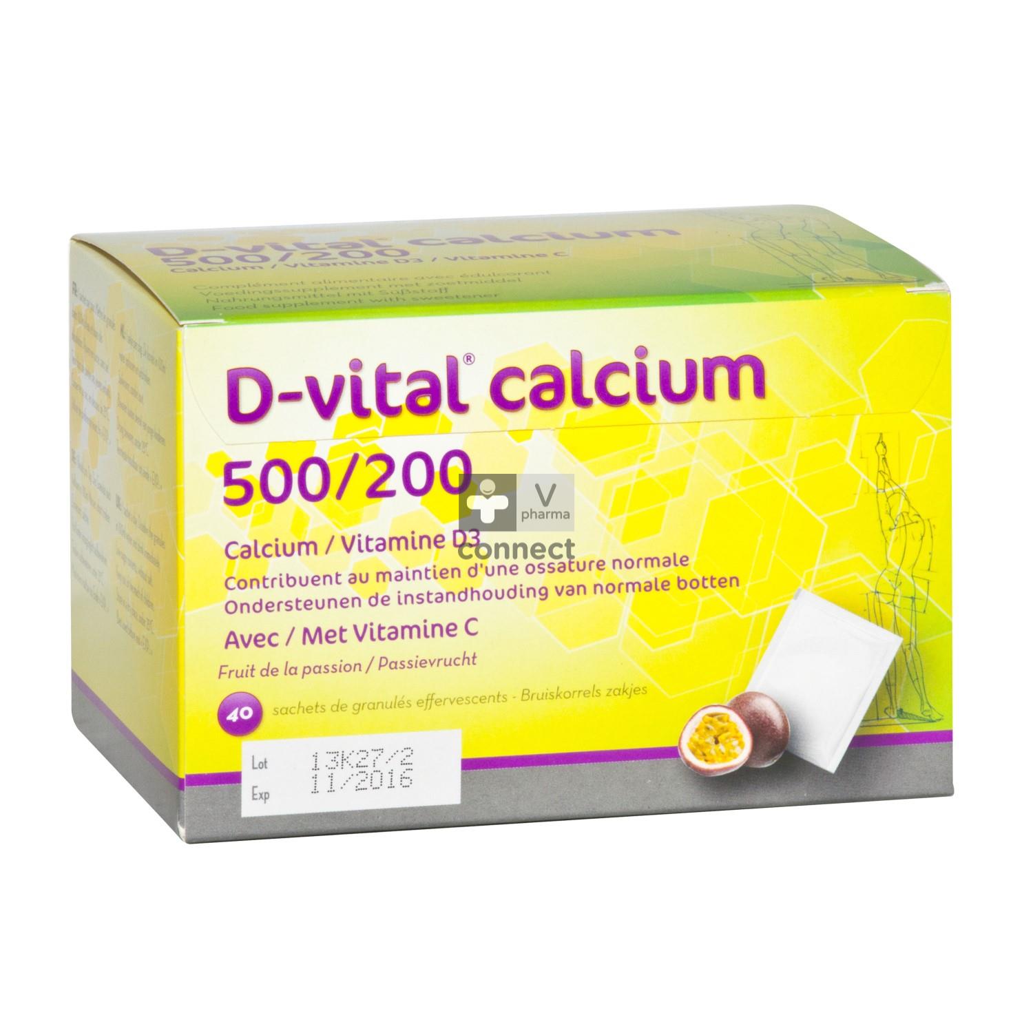 D Vital Calcium 500/200 Passievruchten Zakjes 40
