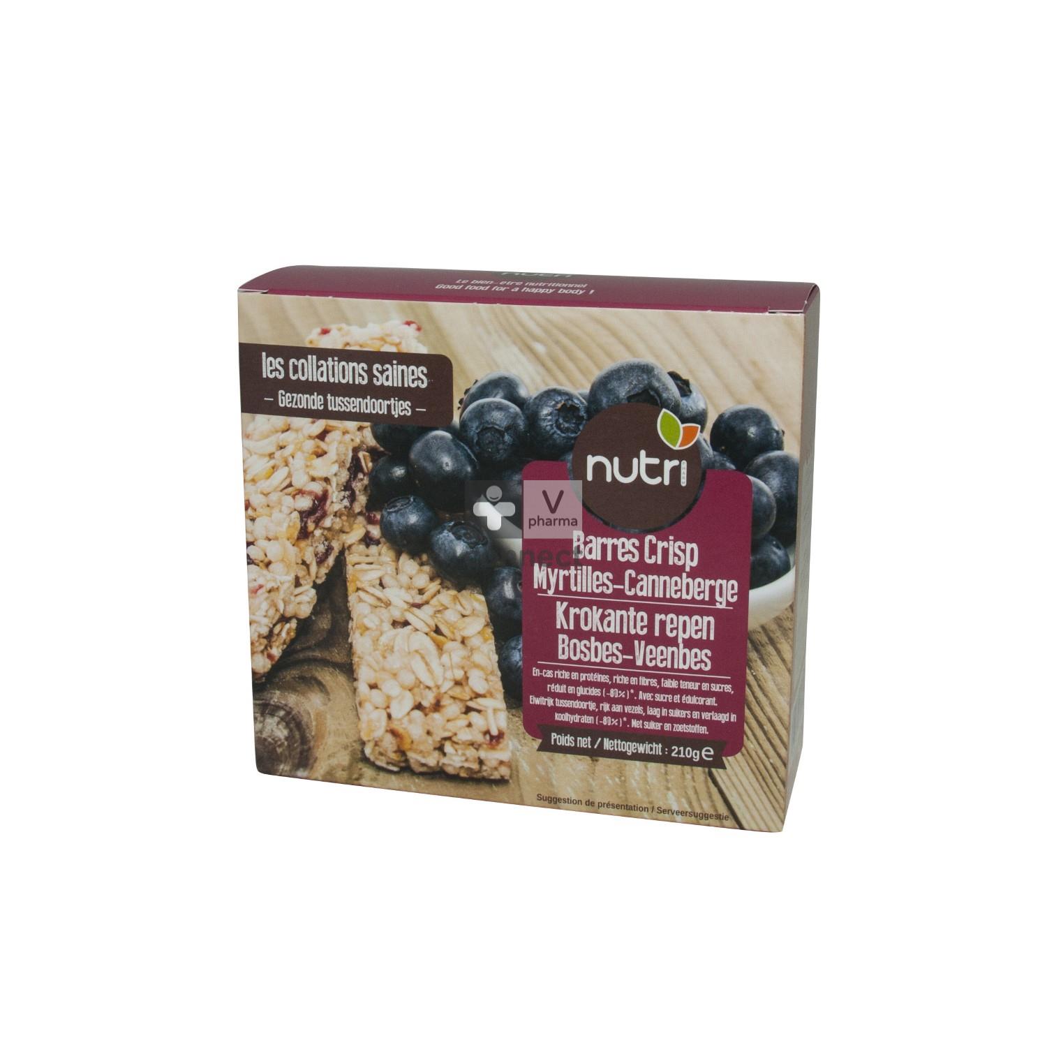 Nutripharm Barres Crispy Myrtilles-Canneberge 6 Pièces