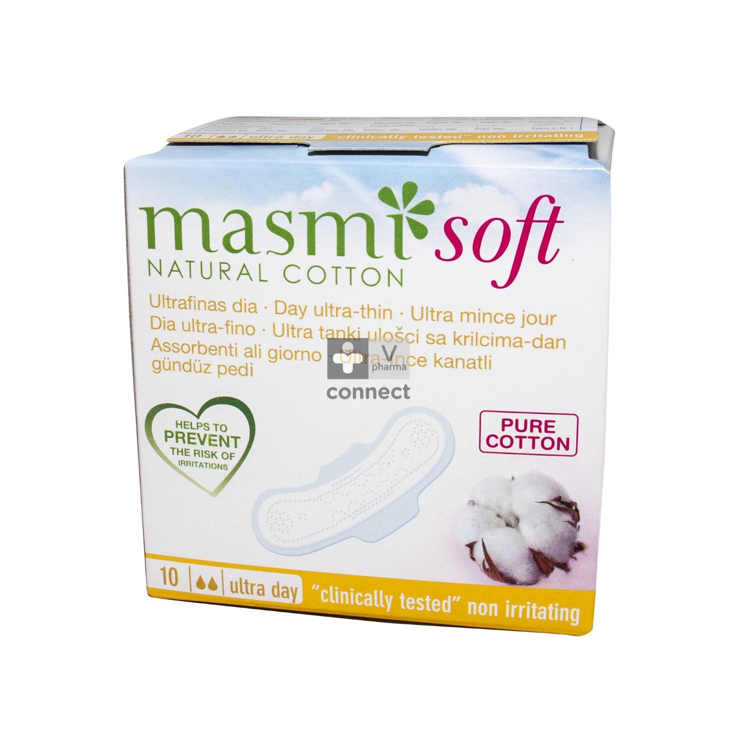 Masmi Serviette Hygienique Ultra Mince Jour 100%Coton 10 Pièces