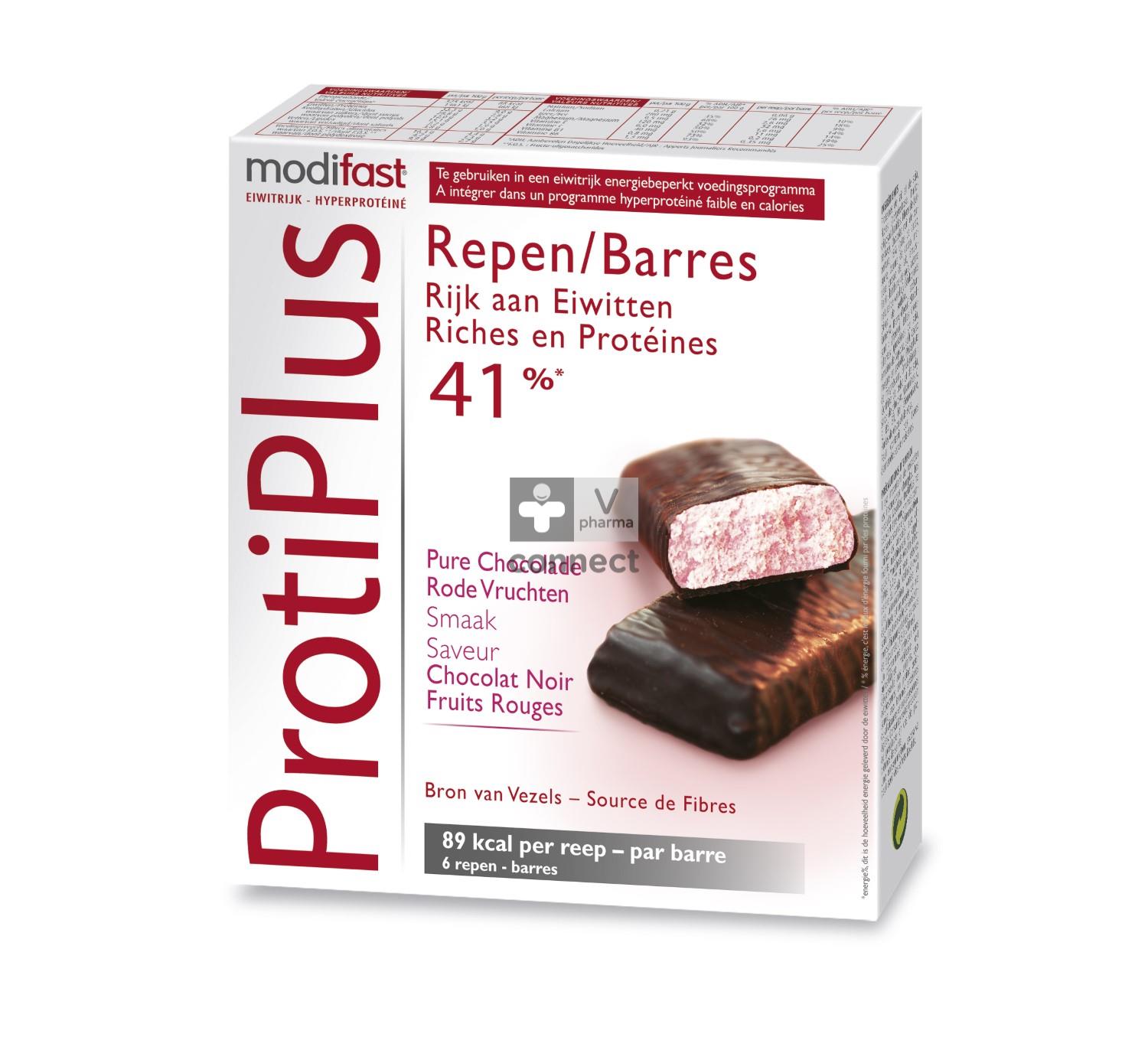 Modifast Protiplus Barres Chocolat - Fruits Rouges 6 Pièces