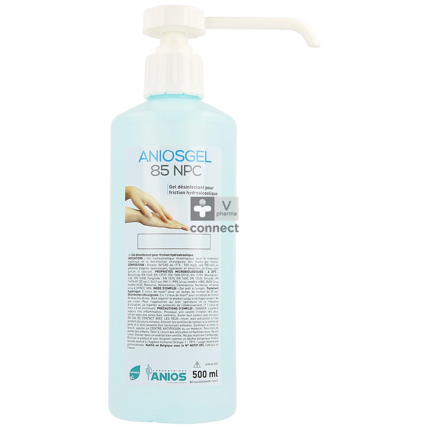 Aniosgel 85 NPC Gel Désinfectant Hydroalcoolique Flacon Pompe 500 ml