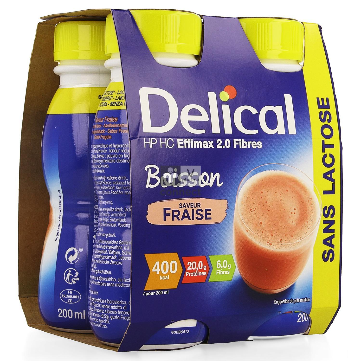 Delical Effimax 2.0 Fibres Fraise 4 X 200 ml
